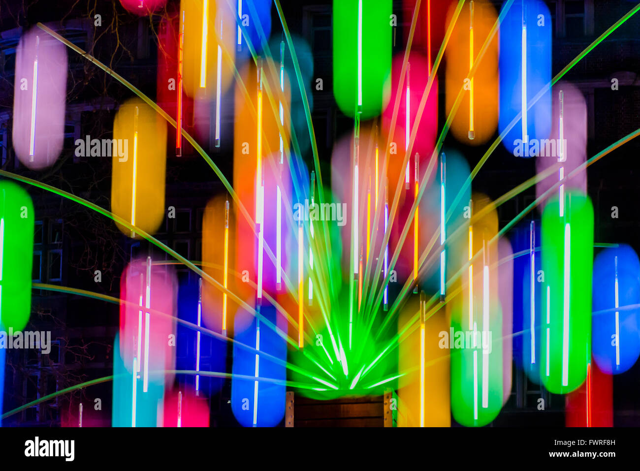 Abstract multiple exposure patterns of colorful lights at night on ...