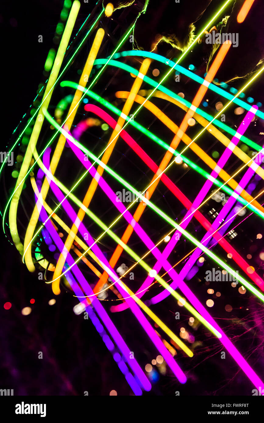 Abstract multiple exposure patterns of colorful lights at night on ...