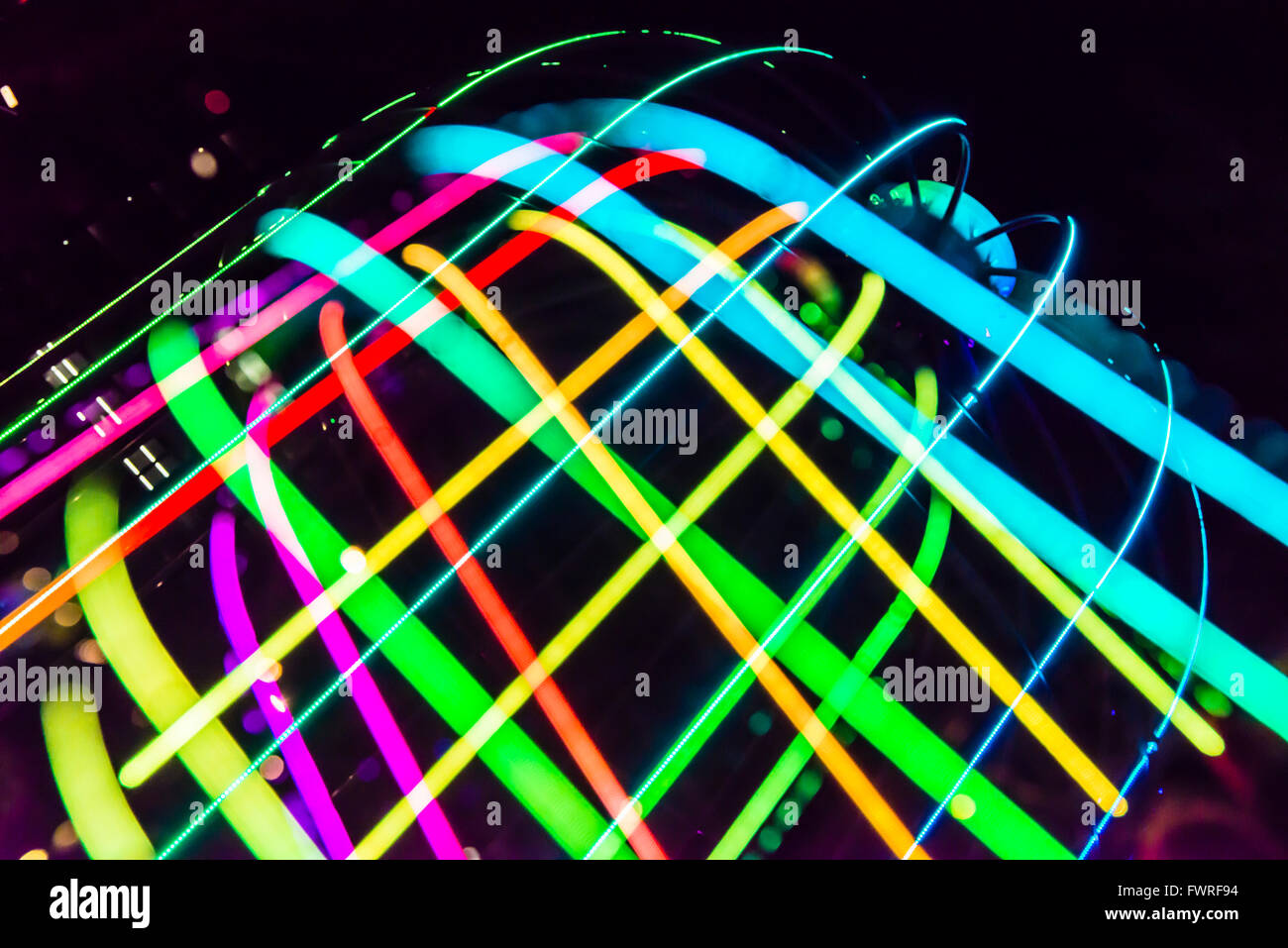 Abstract multiple exposure patterns of colorful lights at night on ...