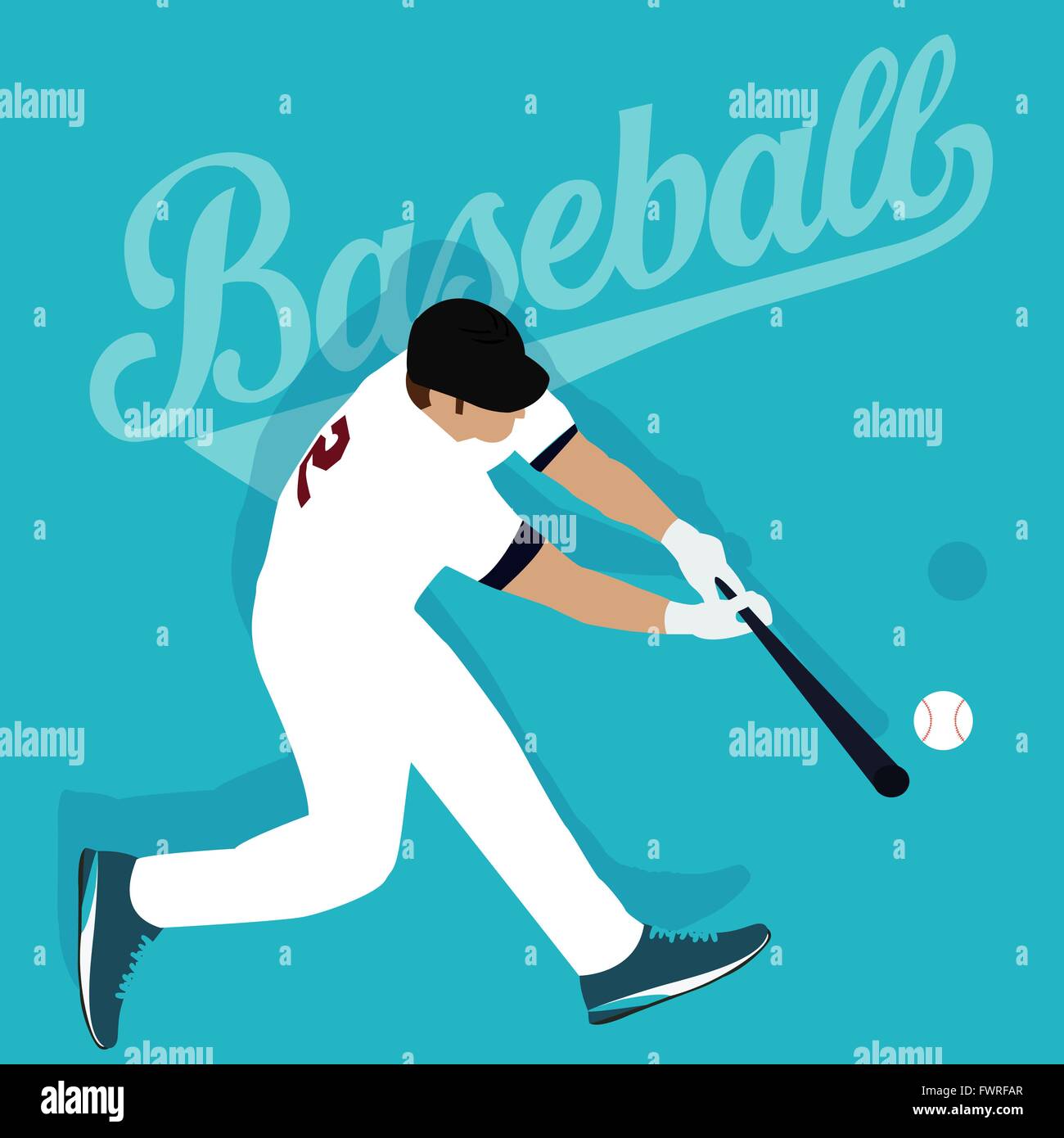 baseball player hit ball american sport athlete Stock Vector Image ...