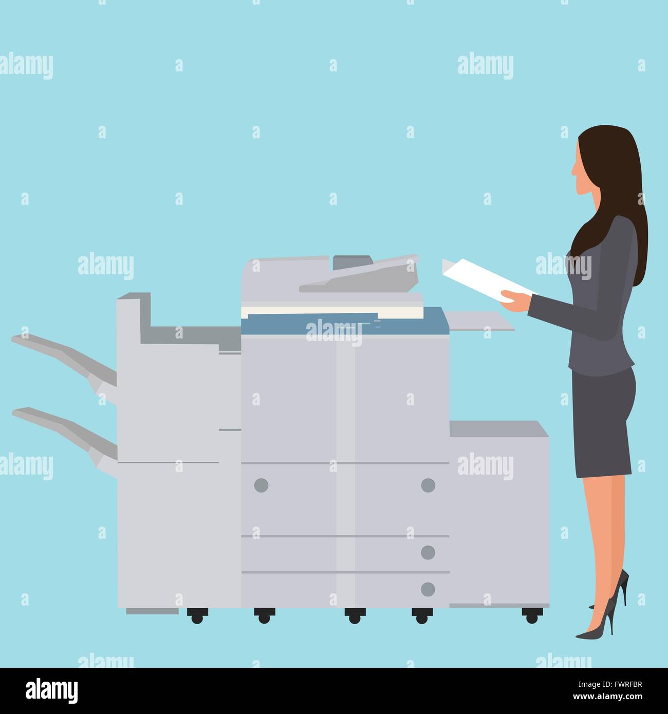 photo copy copier machine office woman standing copying document big ...