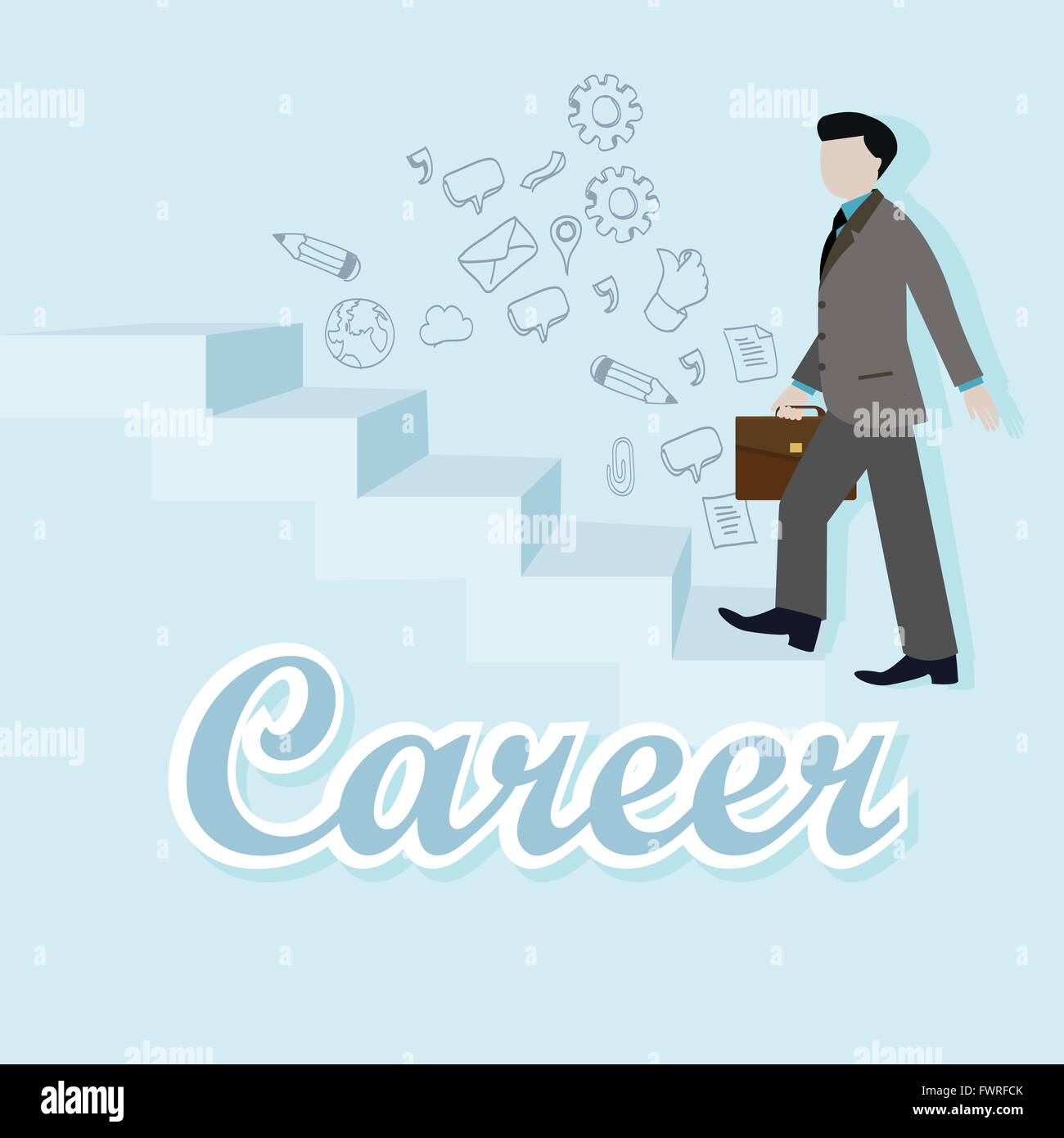 business man step up career climbing stairs staircase vector flat ...