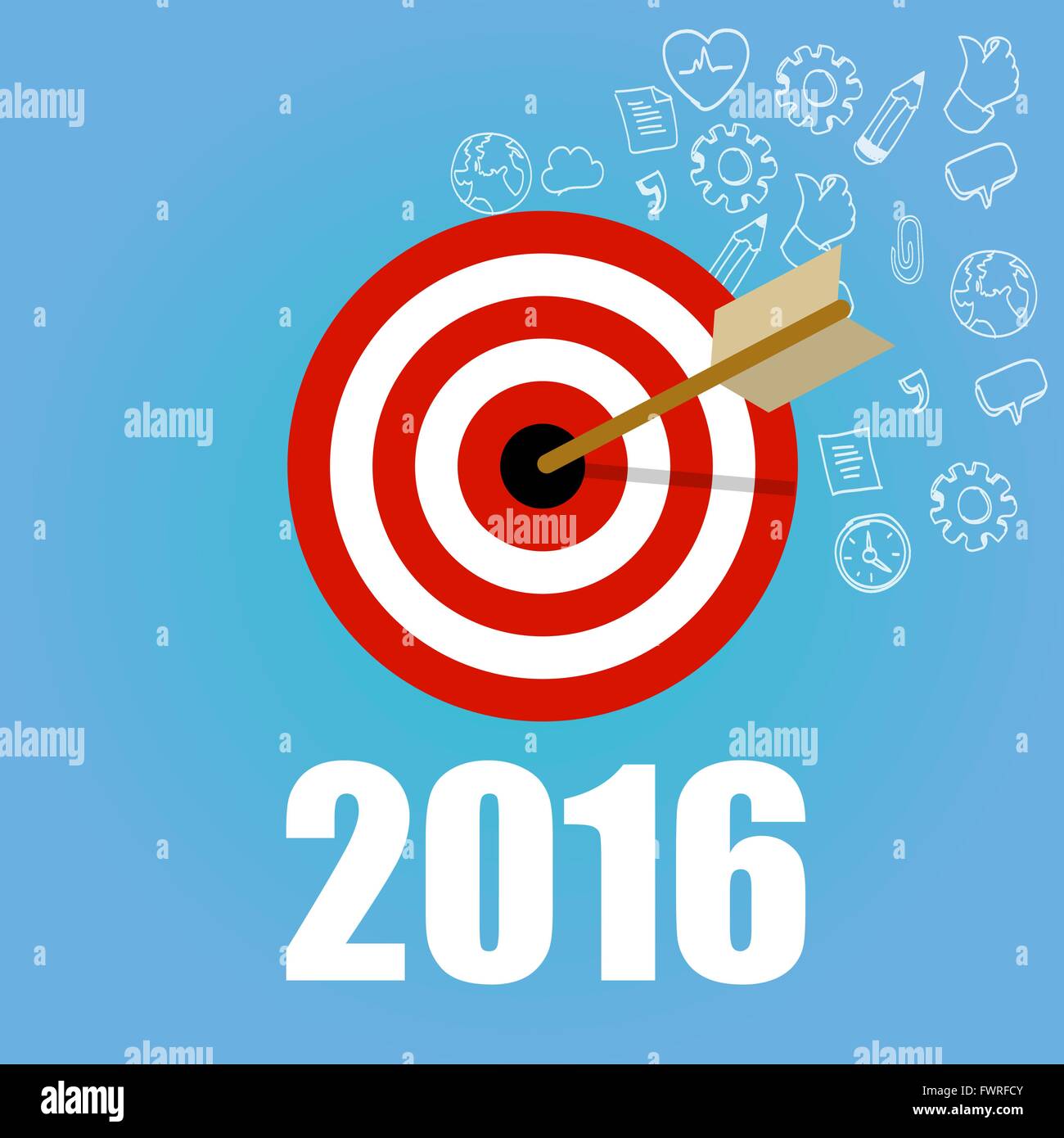 new year target resolution goals check mark pencil board flat vector ...