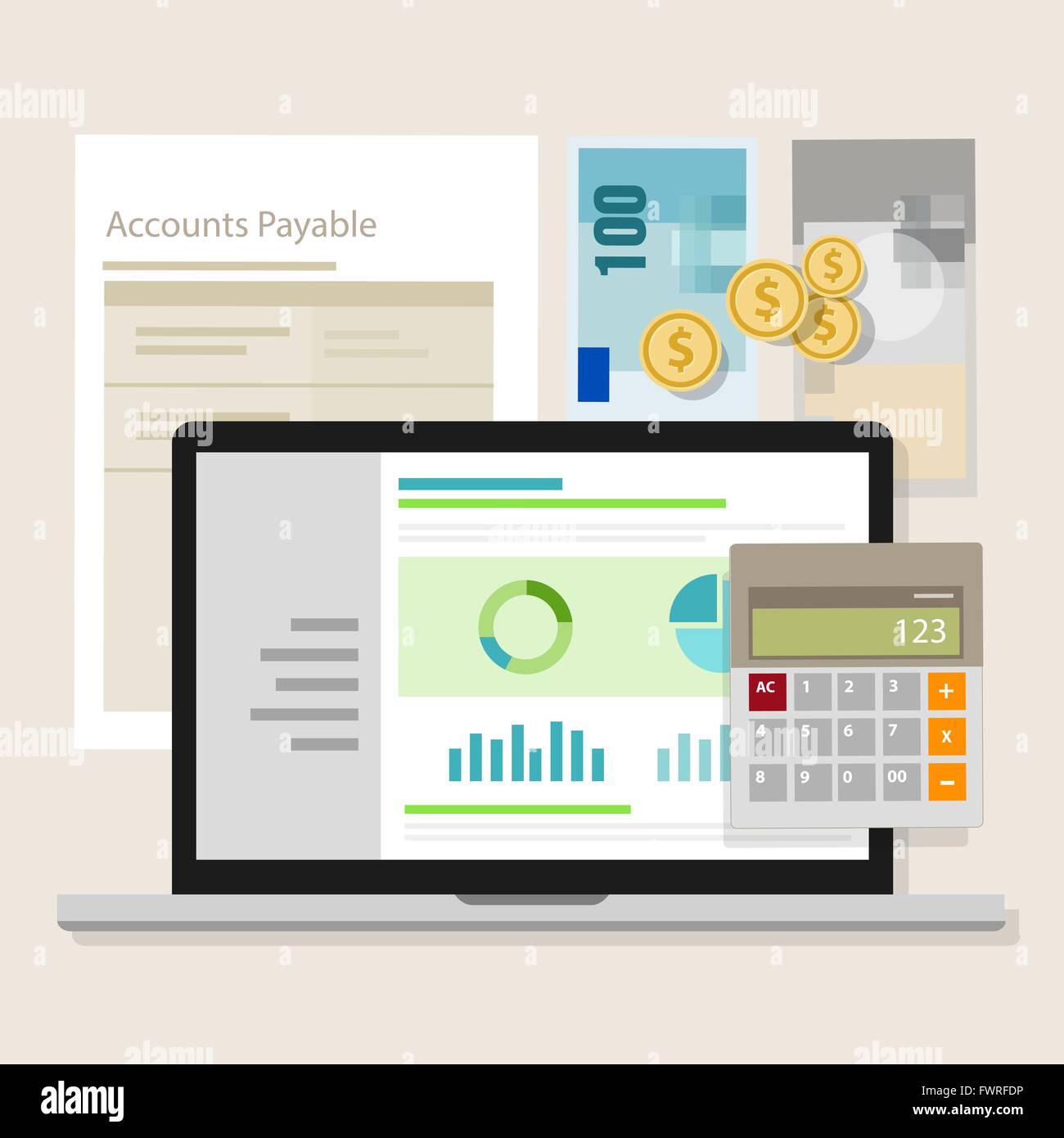 account payable accounting software money calculator application laptop ...