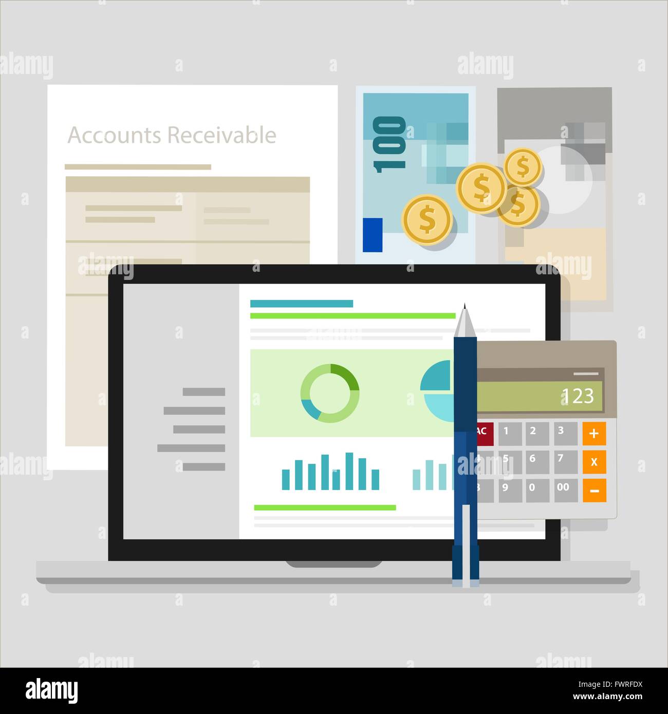 Financial statement calculator Stock Vector Images - Alamy