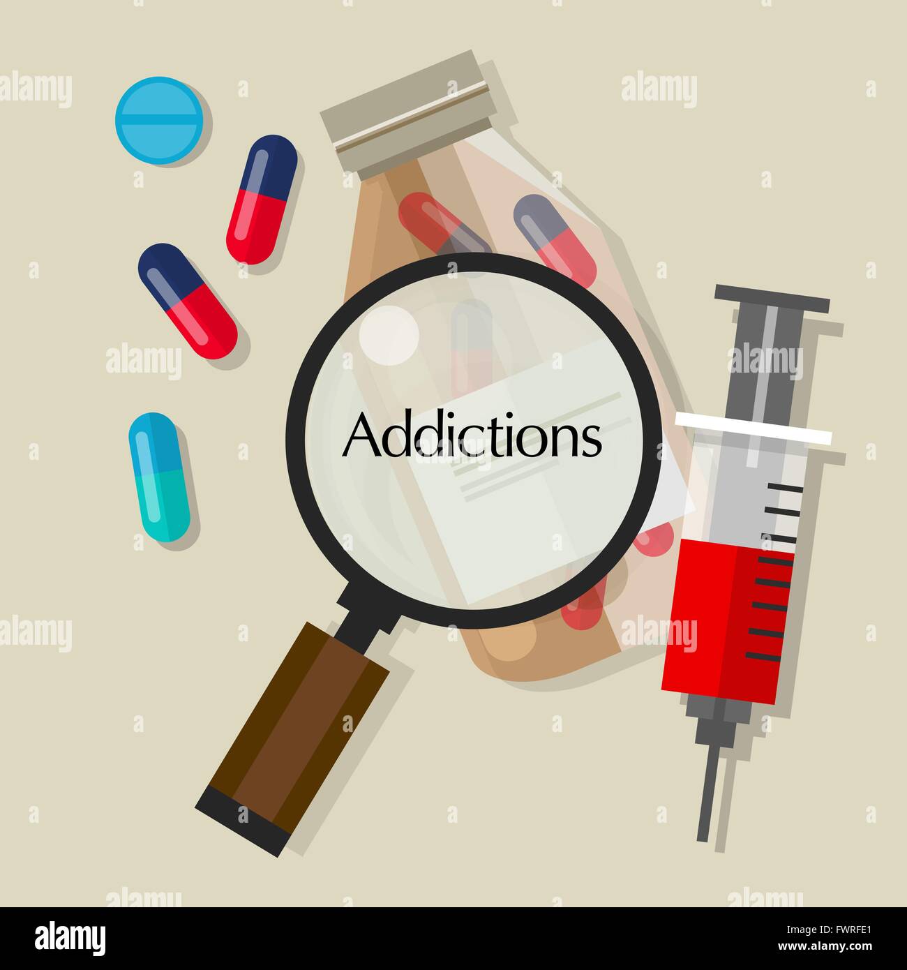 addictions drug addicts pills overdose vector illustration icon Stock ...