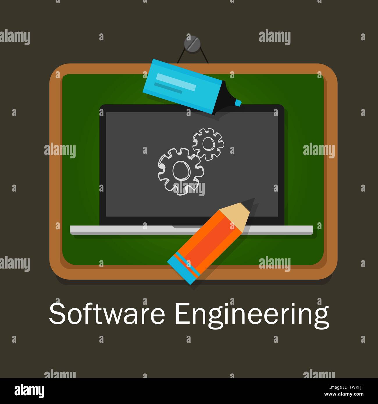 software engineering computer gear development study Stock Vector Image ...