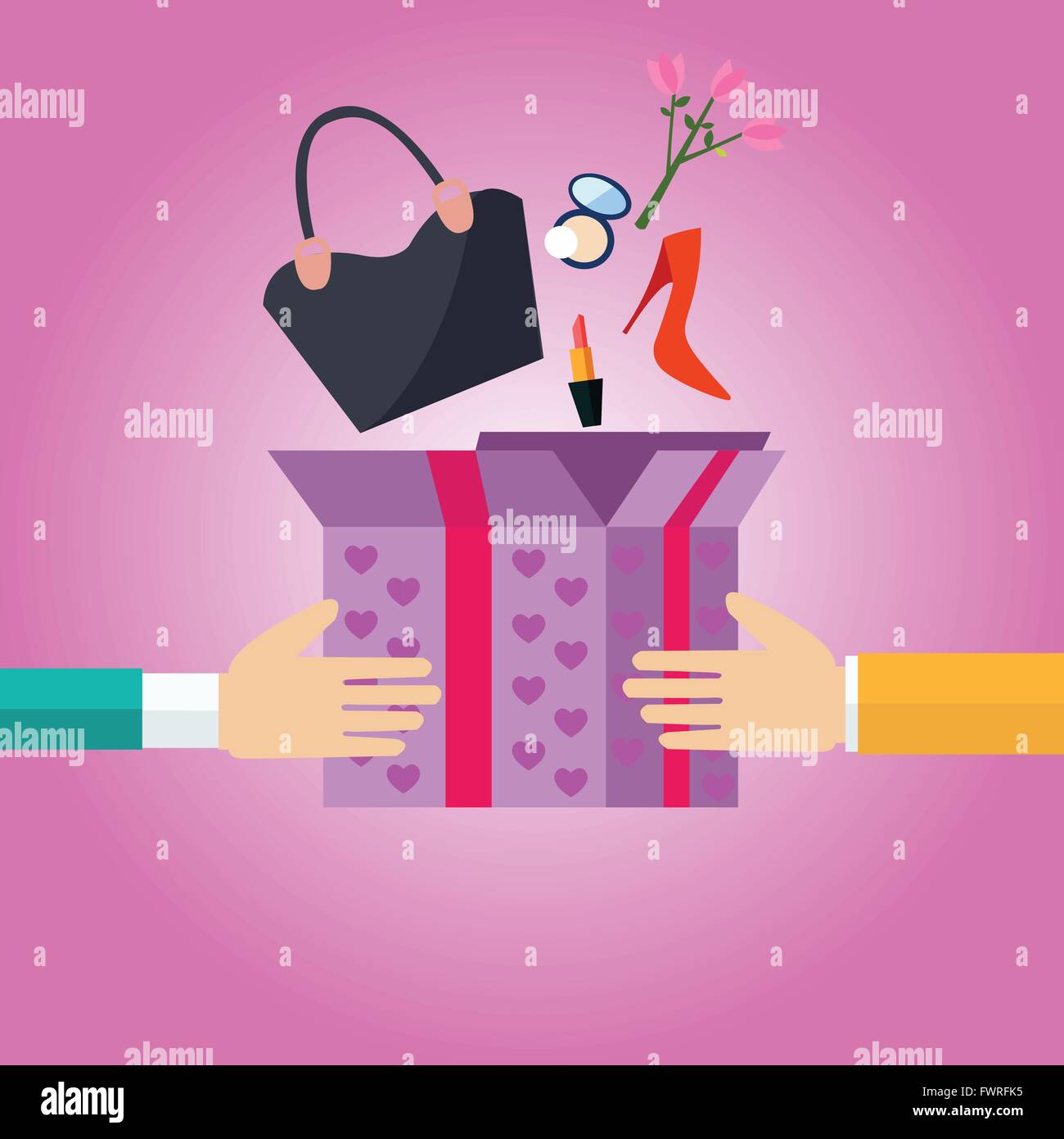Pink gift in female Stock Vector Images - Alamy