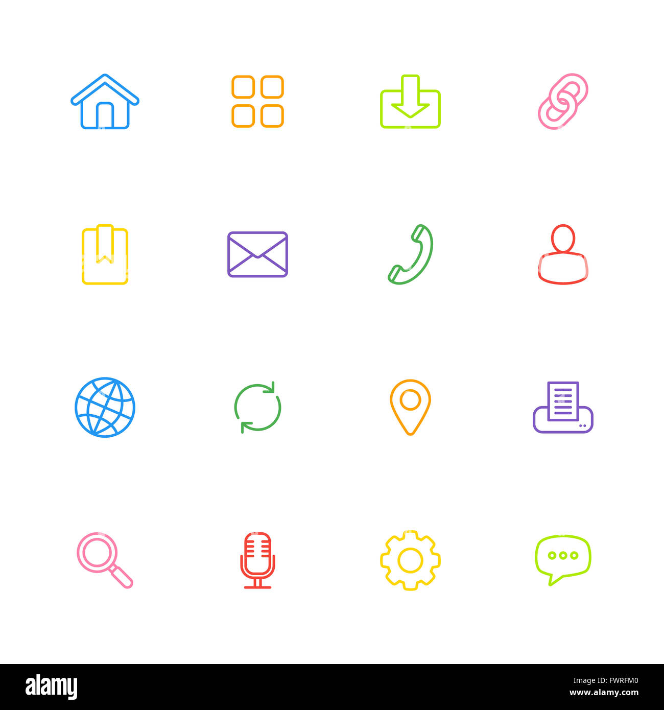 [JPEG] colorful line simple web icon set for web, UI, infographic and ...
