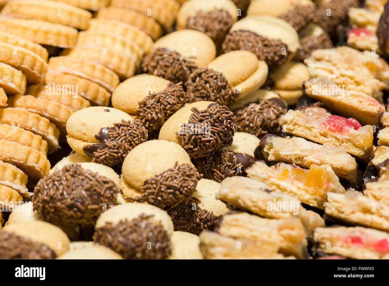 variety of decorated sweet pastry with chocolate Stock Photo - Alamy