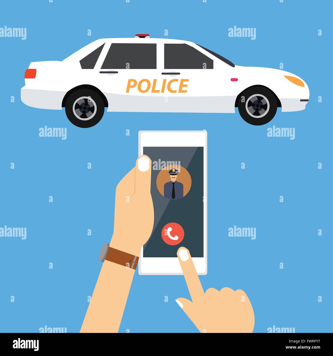 call police car via mobile phone emergency Stock Vector Image & Art - Alamy