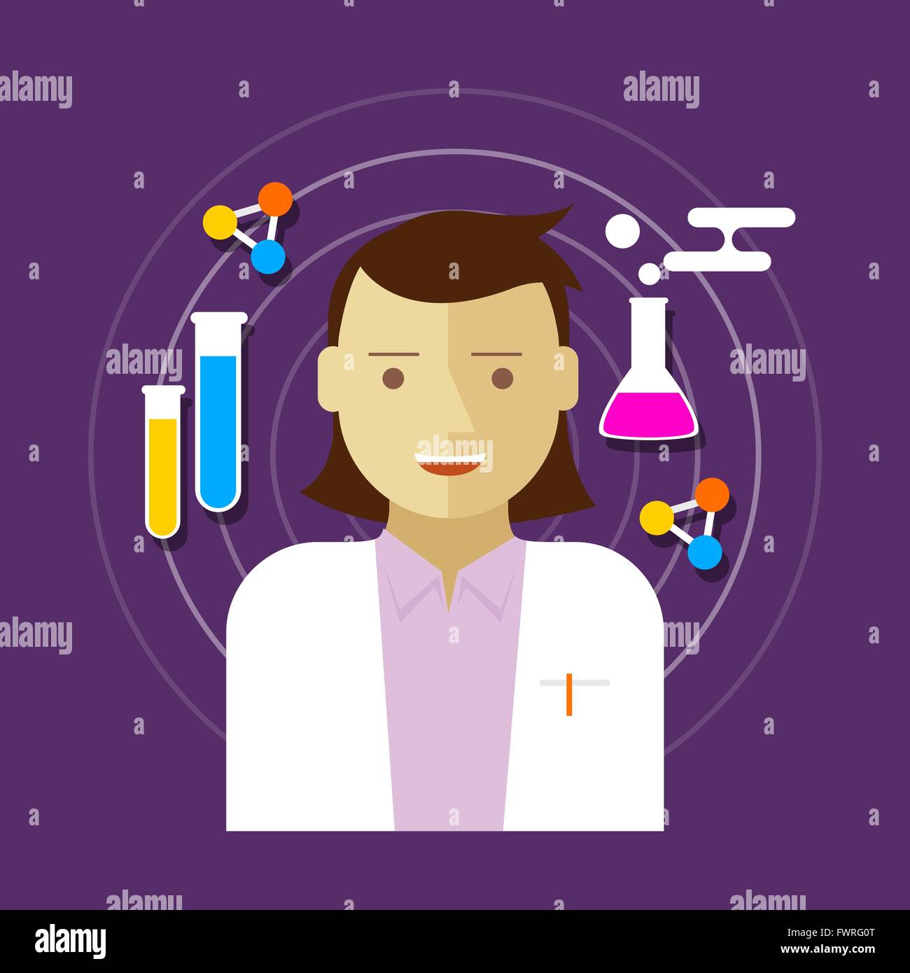 chemist scientist lab vector illustration woman Stock Vector Image ...