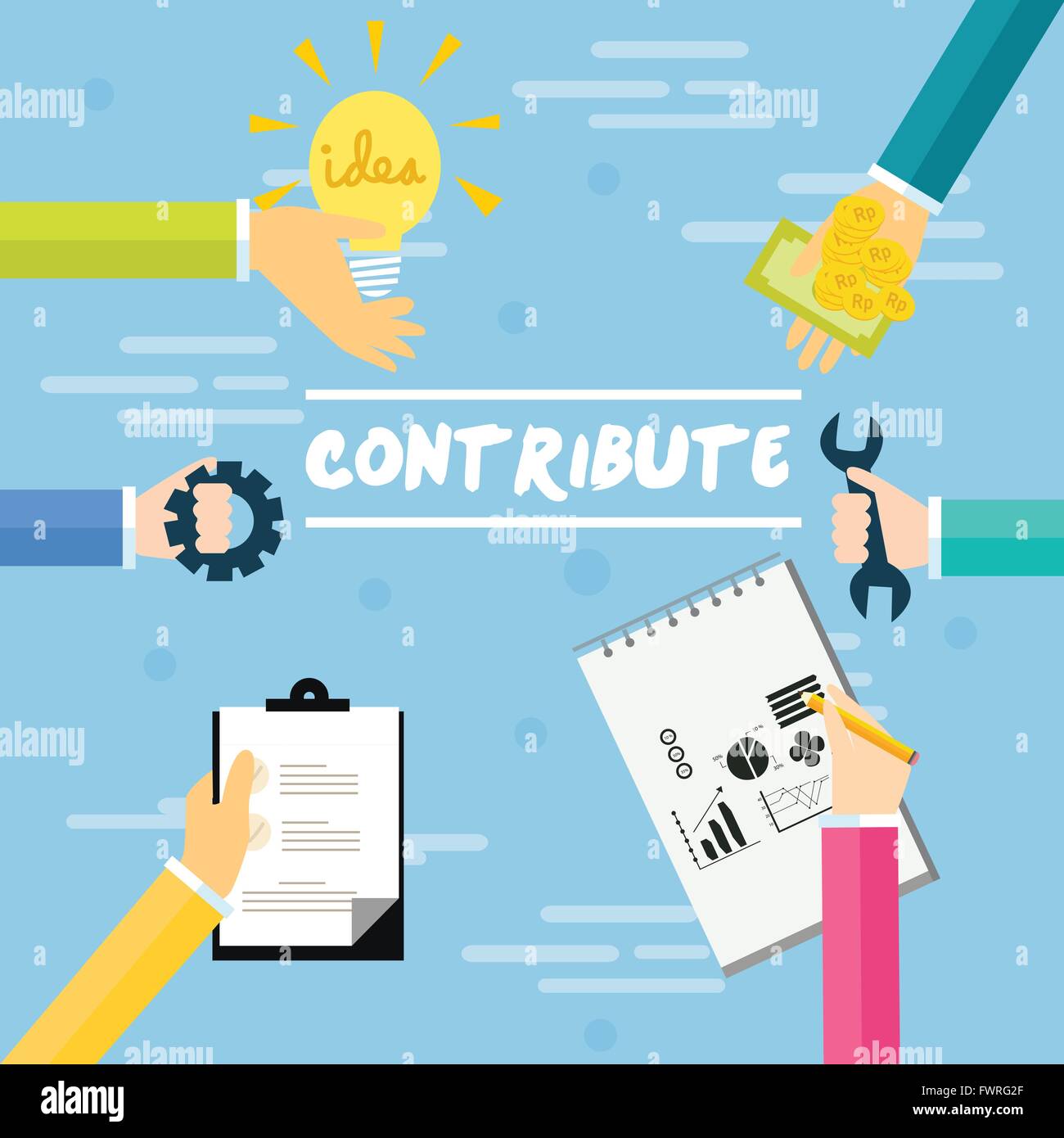 contribute contribution hand give money help work together as a team ...