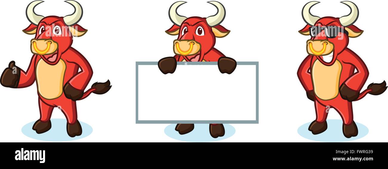 Bull Red Mascot happy Stock Vector Image & Art - Alamy