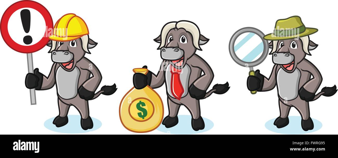 Ox Black Mascot with sign Stock Vector Image & Art - Alamy