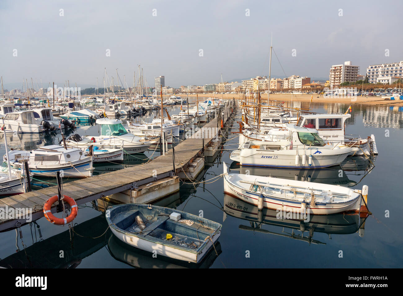 Typical Spanish boats in port Palamos Stock Photo - Alamy