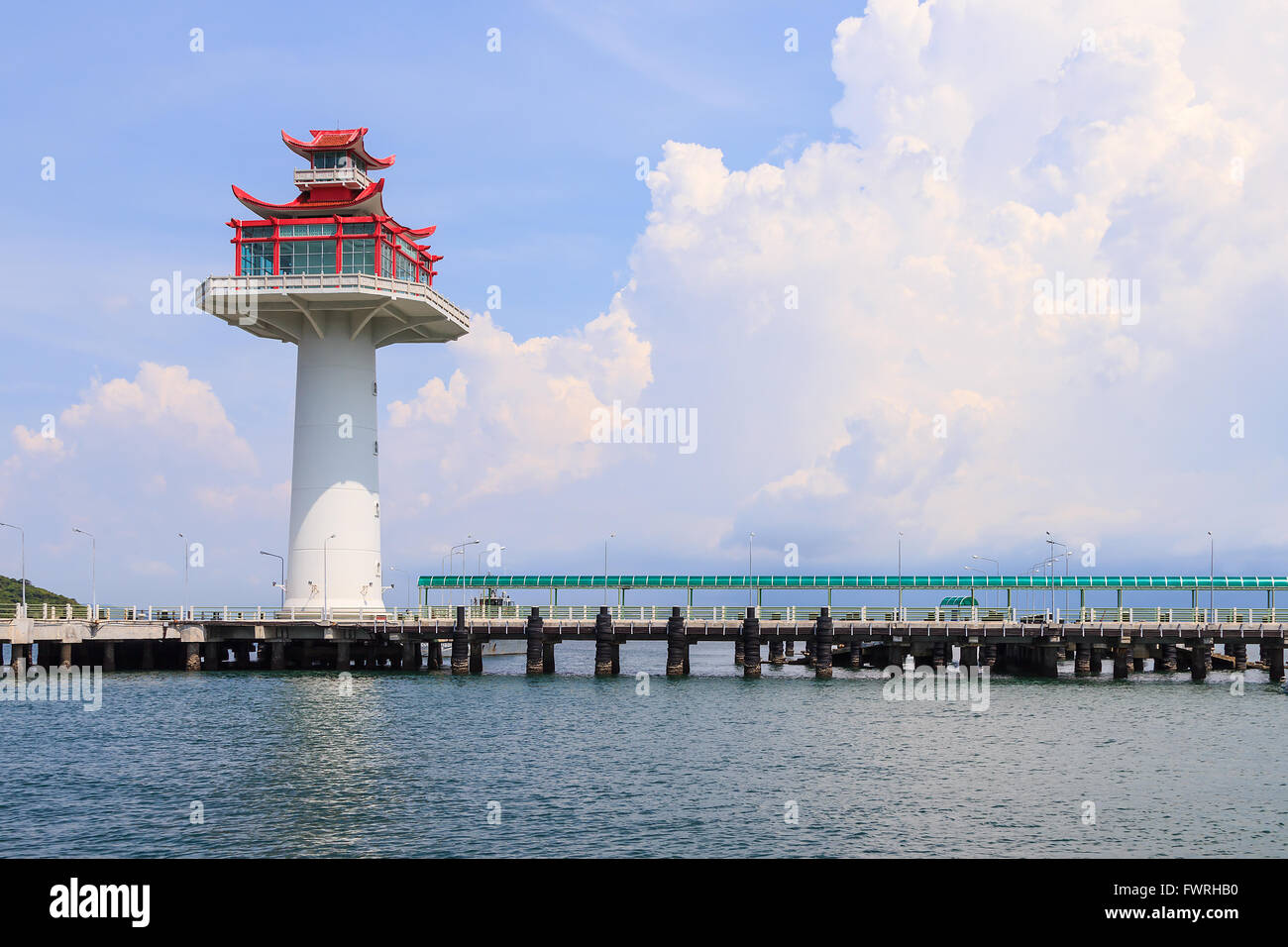 lighthouse of Si Chang District island, Gulf of thailand Stock Photo ...