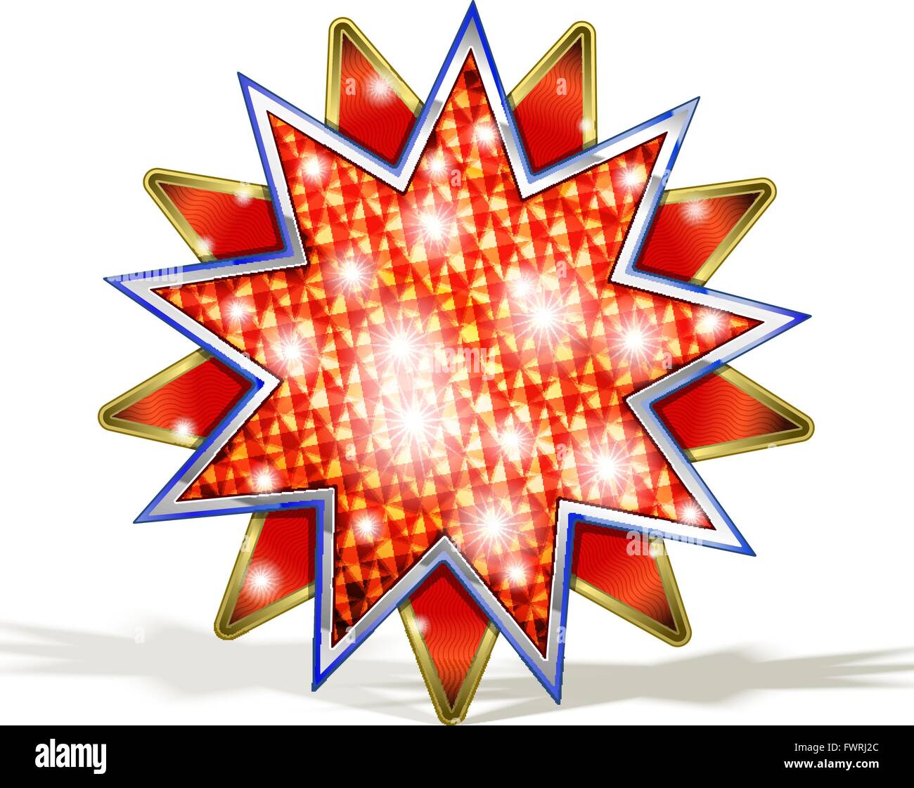 Vector Magic Red Star isolated on white with highlights and sparks ...