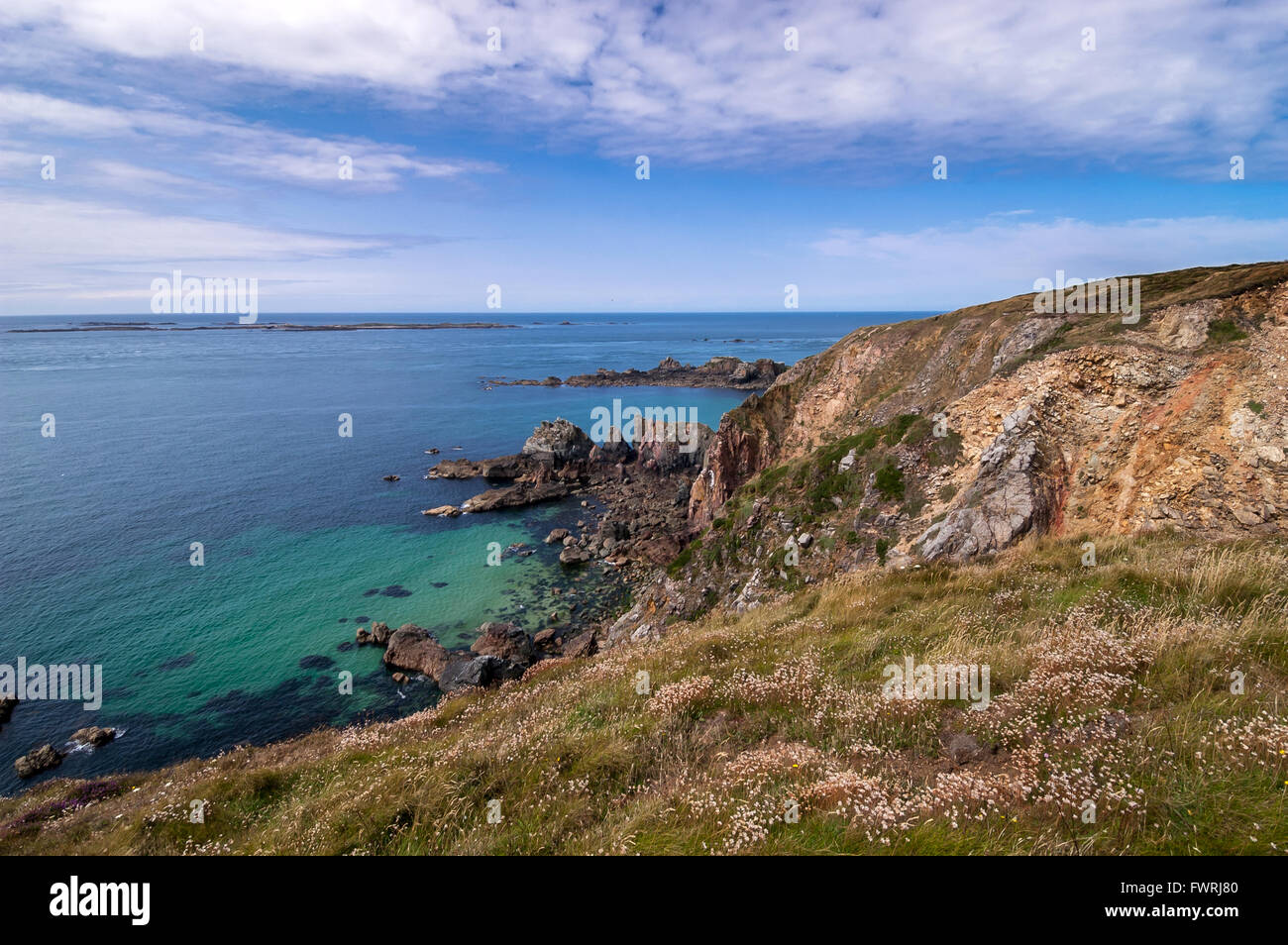 The stunningly beautiful coastline of Alderney in the Channel Islands ...