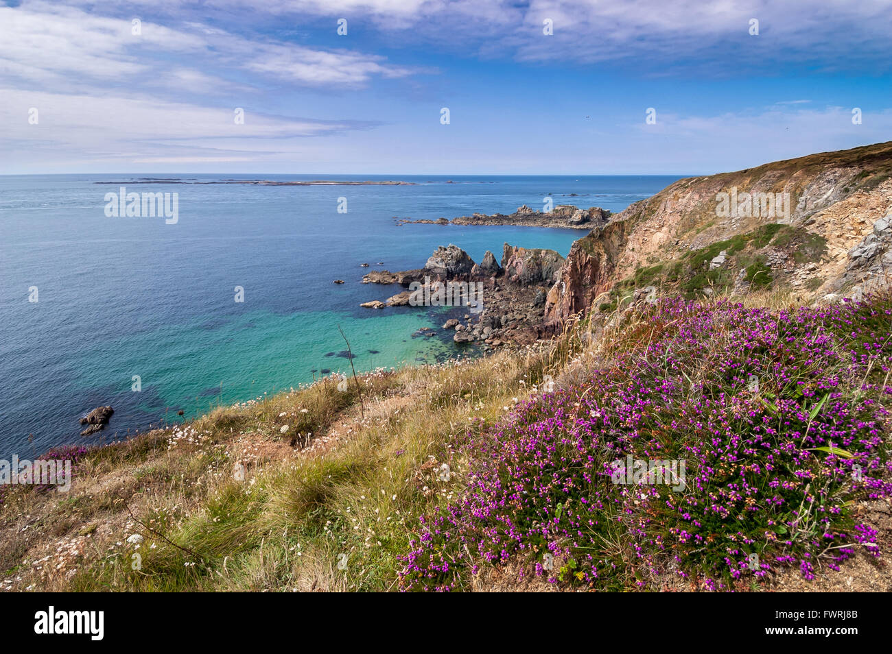 The stunningly beautiful coastline of Alderney in the Channel Islands ...
