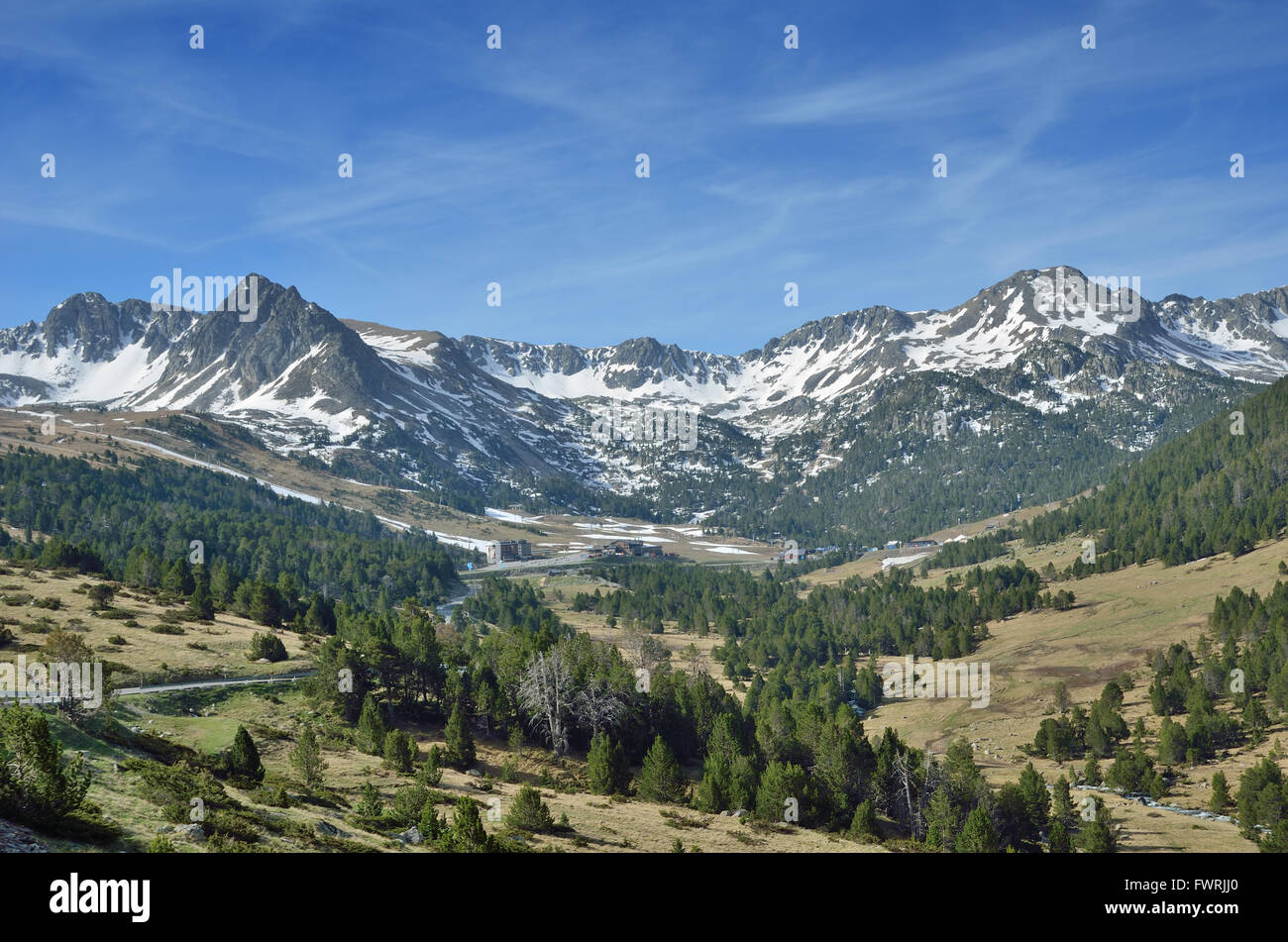 Spring view of the mountain Andorra Stock Photo - Alamy