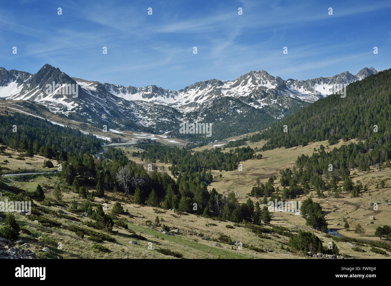Spring view of the mountain Andorra Stock Photo - Alamy