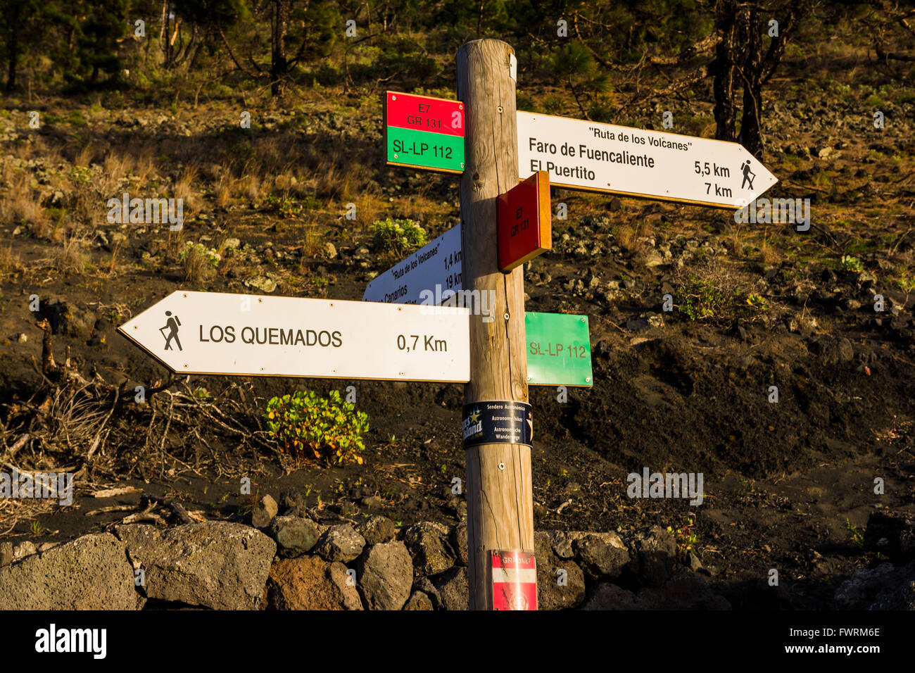 Signposts trails in Fuencaliente. Fuencaliente de la Palma, La Palma ...
