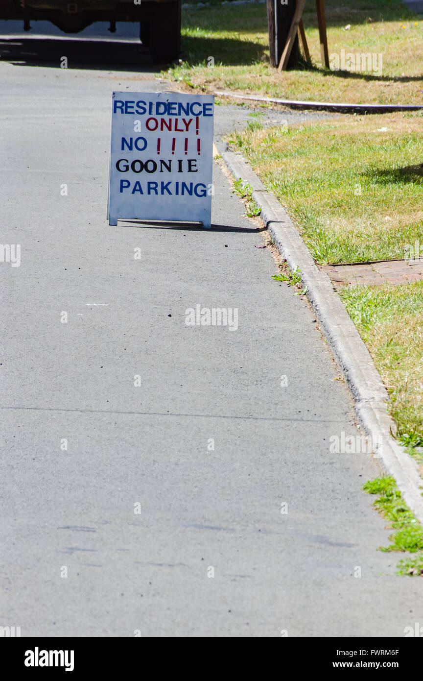 Signs near the Goonies House in Astoria, Oregon. Parking and crowds ...
