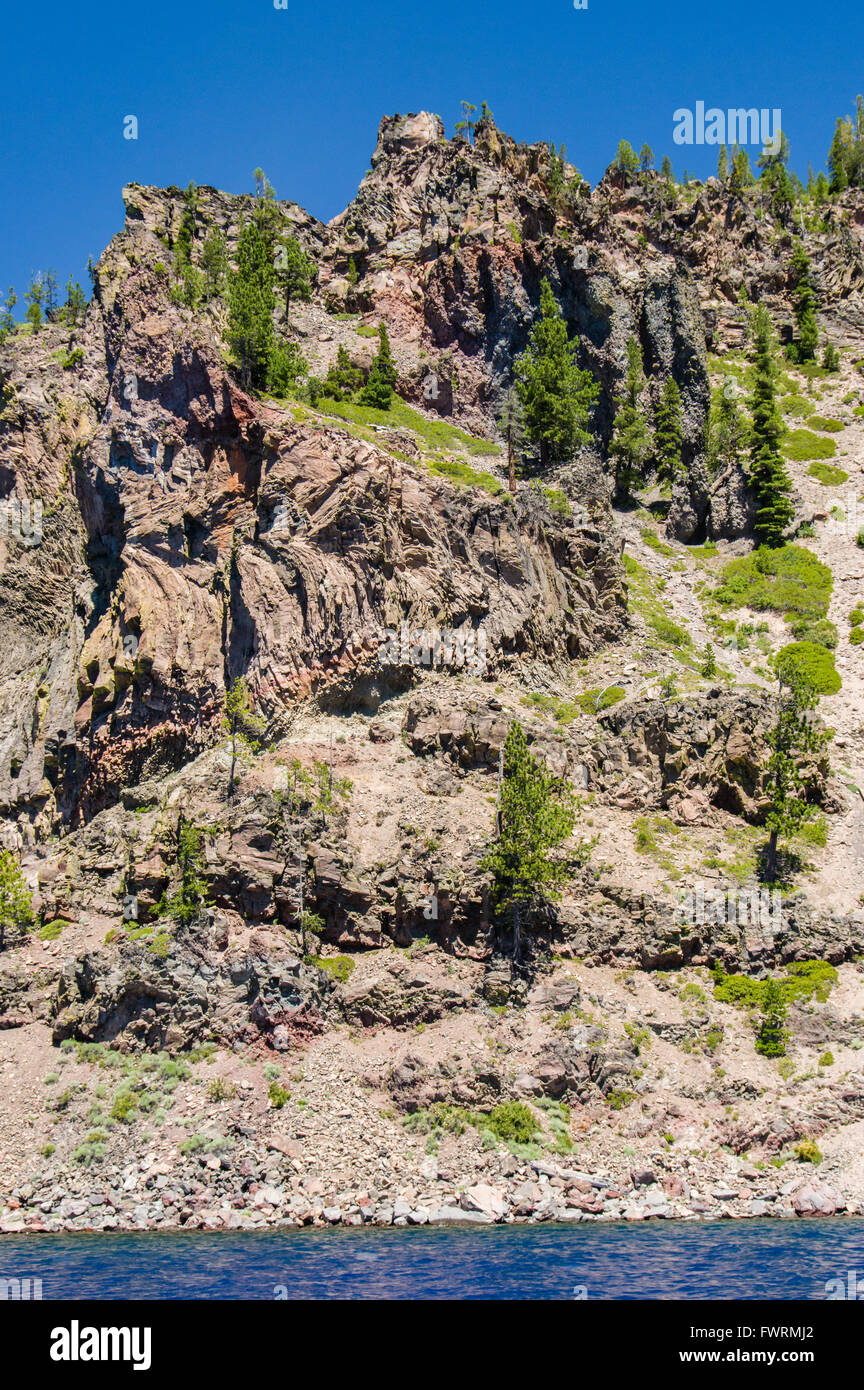 View of the crater rim interior of the volcano. Crater Lake National ...