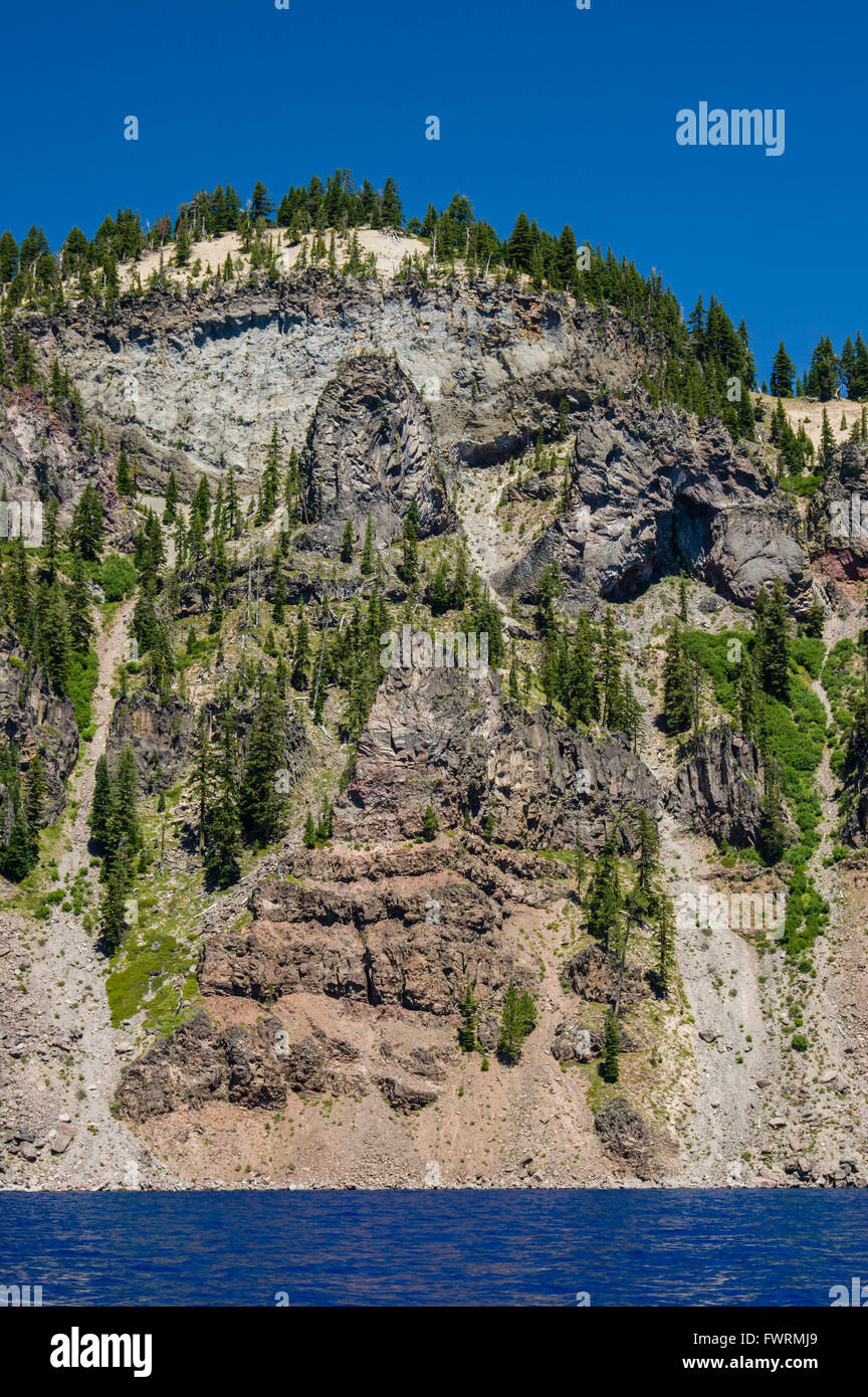 View of the crater rim interior of the volcano. Crater Lake National ...