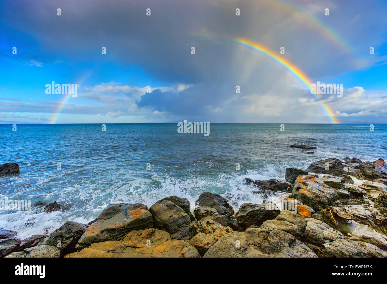 Double rainbow on Maui, Hawaii, USA Stock Photo - Alamy