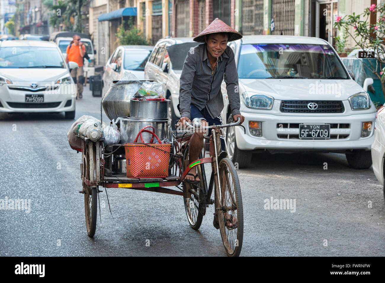 Rickshaw driver, Yangon, Myanmar Stock Photo - Alamy