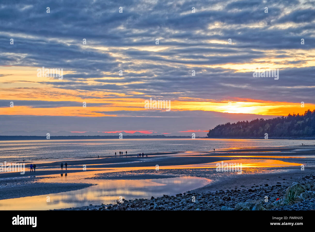 Sunset, Semiahmoo Bay, White Rock British Columbia Stock Photo ...
