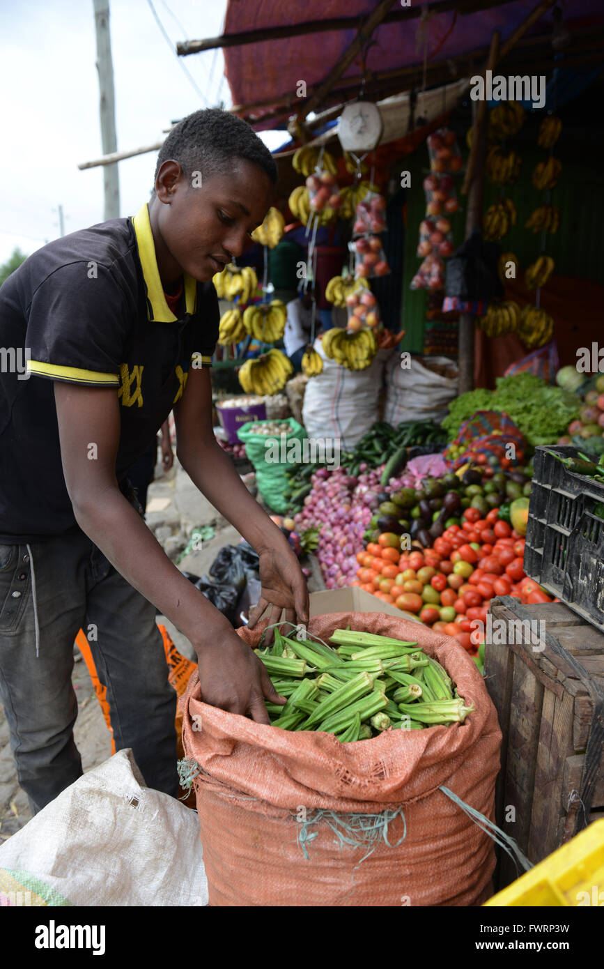 Ethiopian okra sold in the vibrant markets of Addis Ababa Stock Photo ...