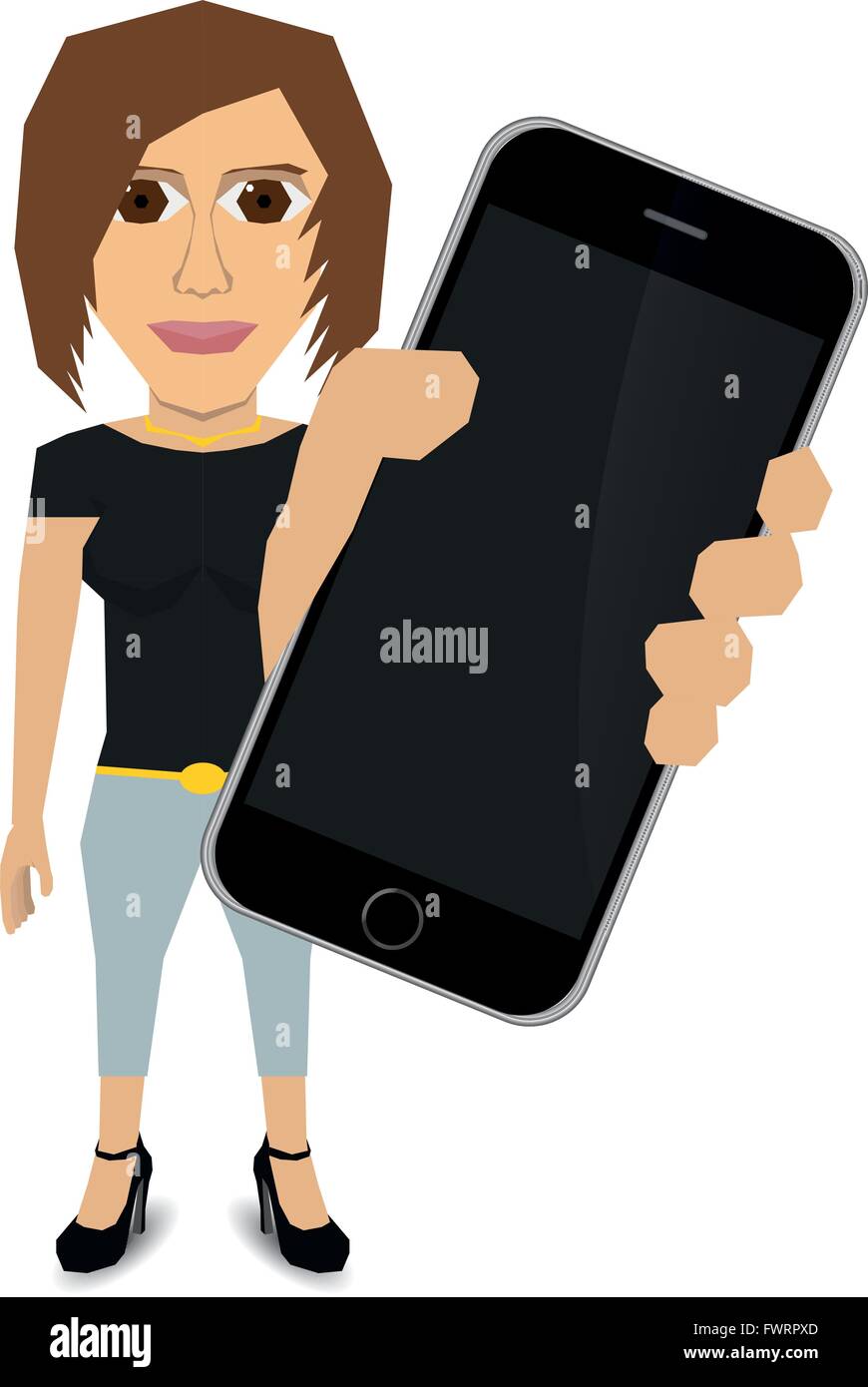 Illustration Vector Graphic Girl with Handy for the creative use in ...