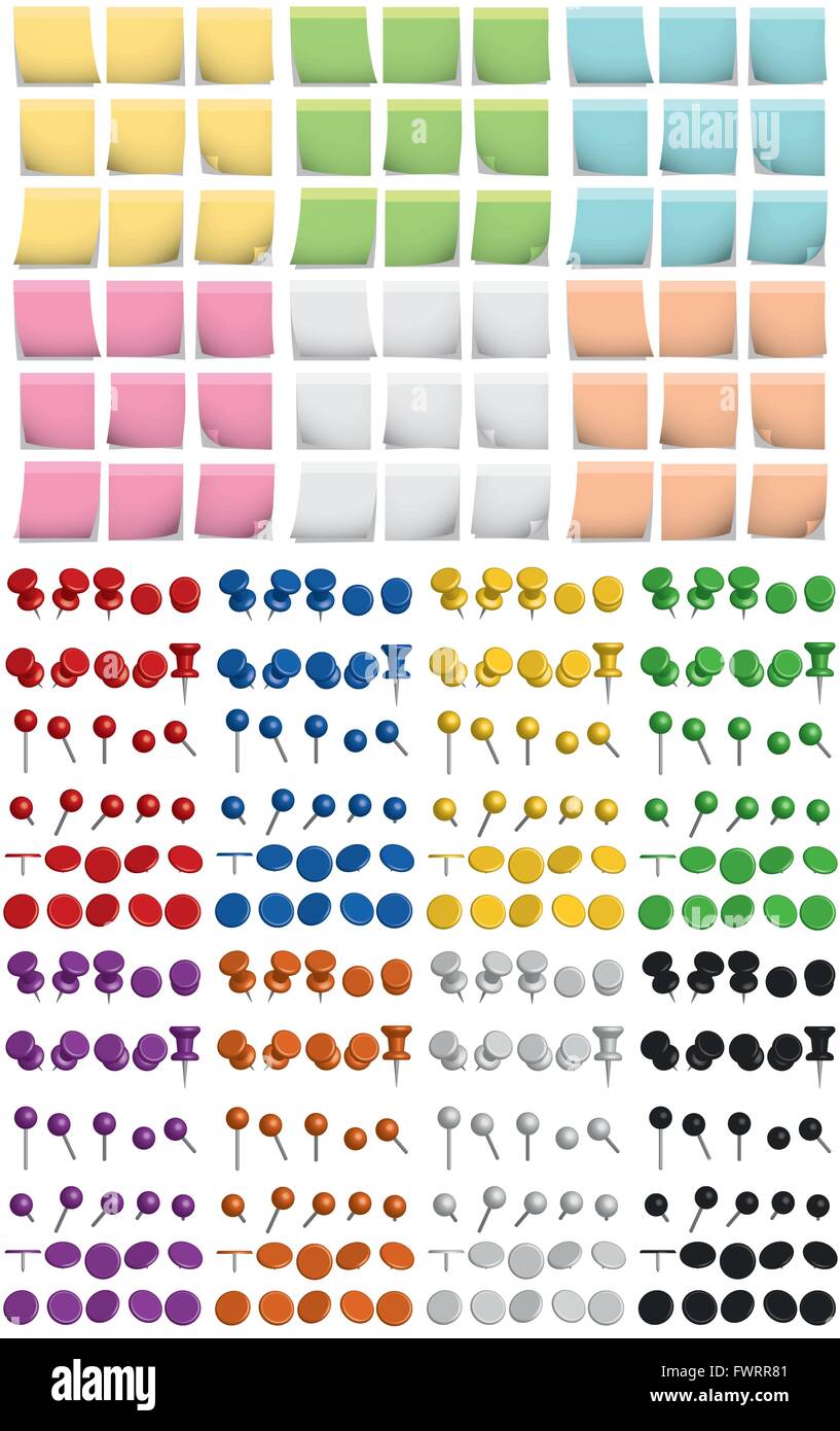 Illustration Vector Graphic Collection Pin and Post It for the creative ...