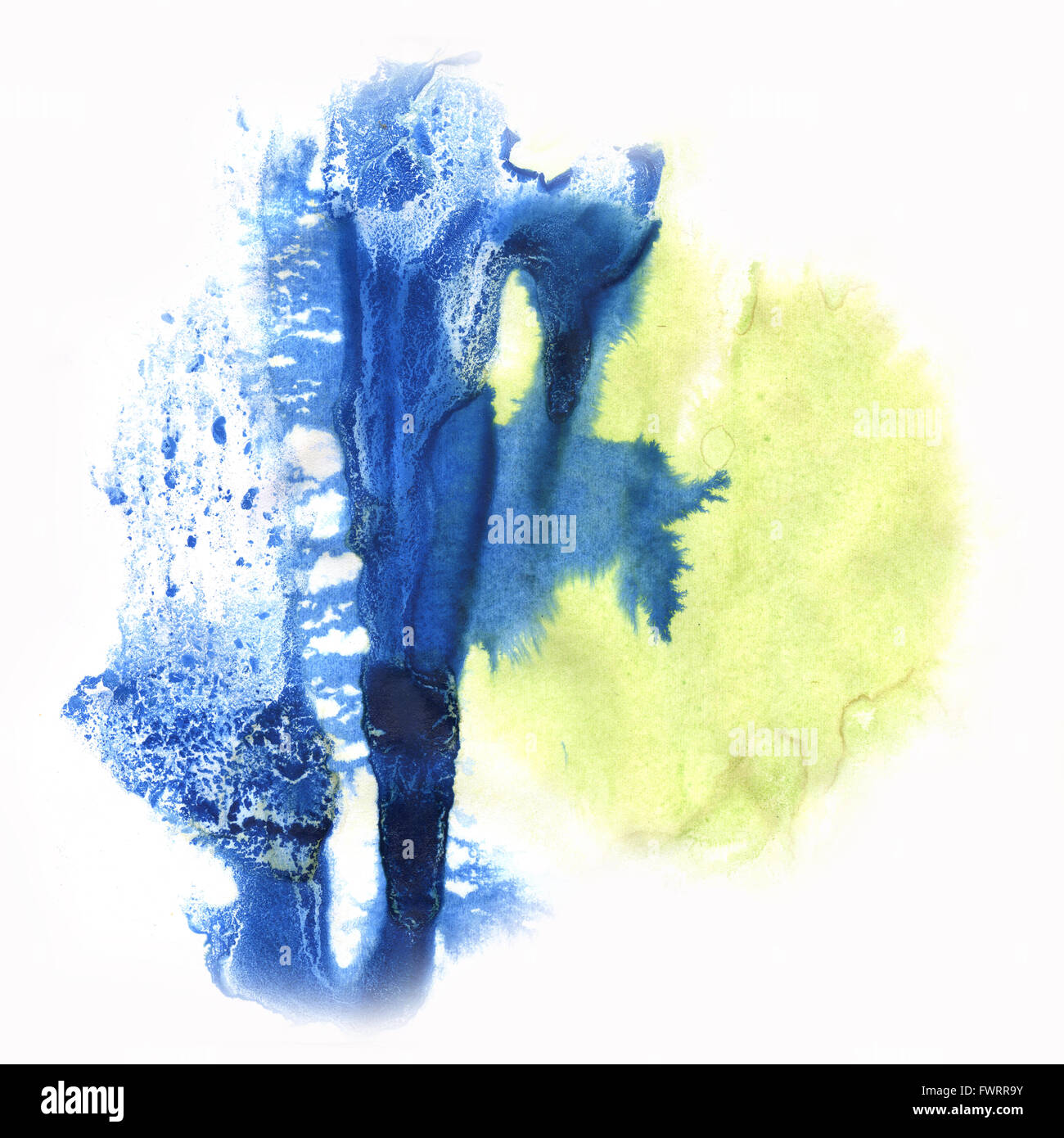 paint blue yellow watercolour splatter watercolors spot blotch isolated ...