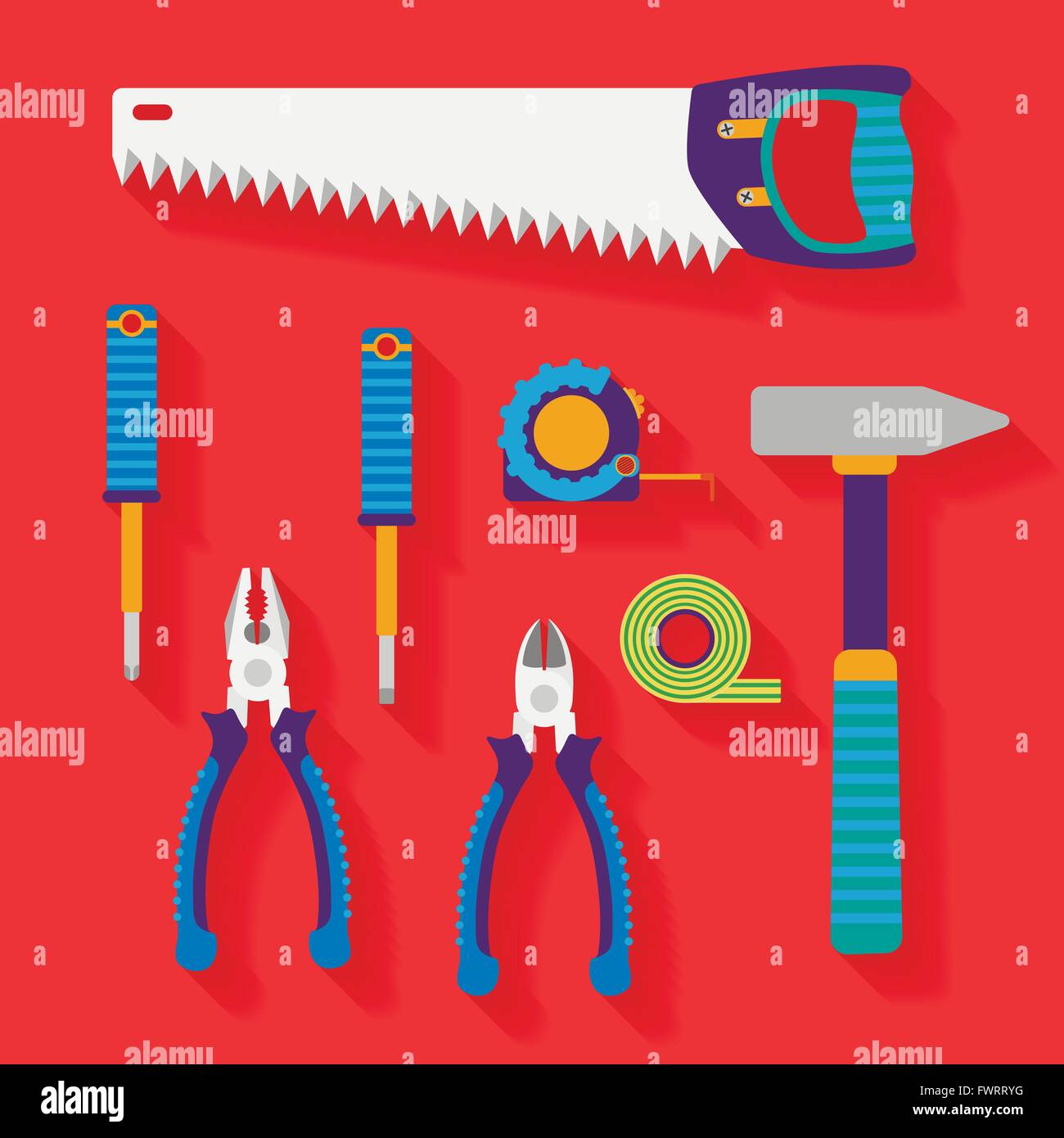 Vector flat set of tools Stock Vector Image & Art - Alamy