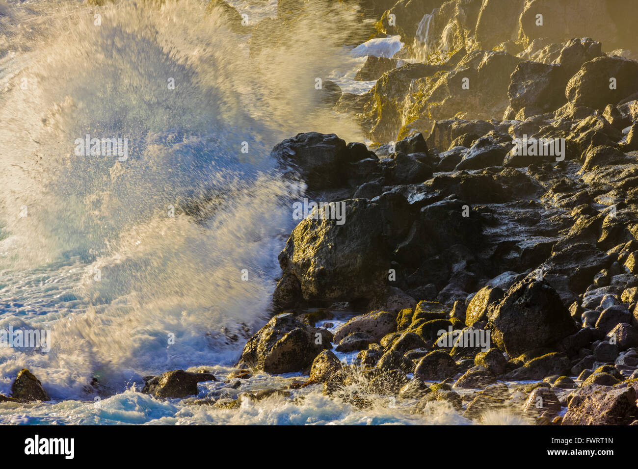 North shore Maui coast waves pounding rocks on beach Stock Photo - Alamy
