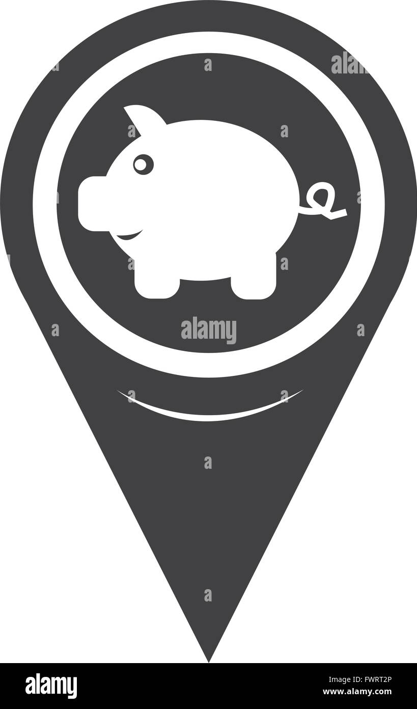 Map Pointer Piggy Bank Icon Stock Vector Image & Art - Alamy