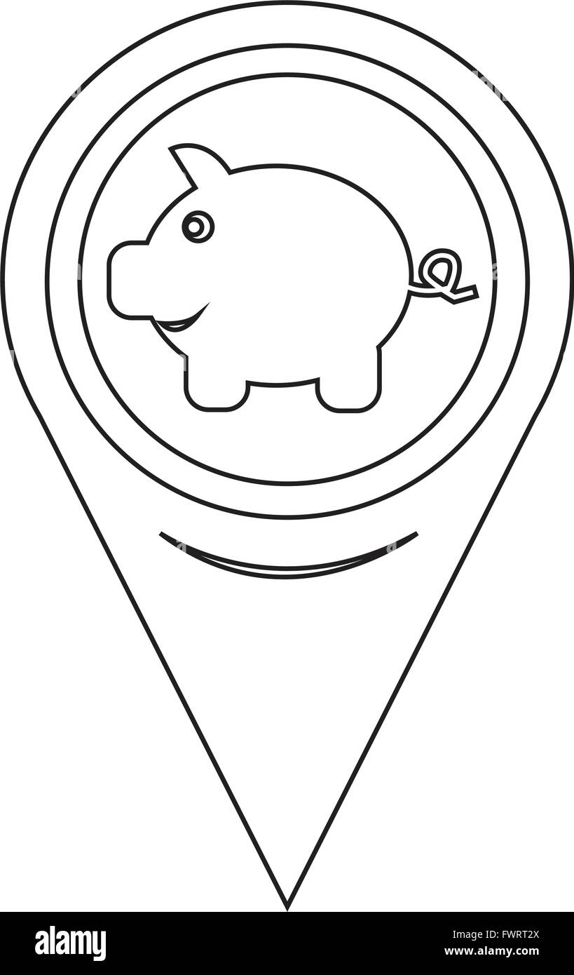 Map Pointer Piggy Bank Icon Stock Vector Image & Art - Alamy