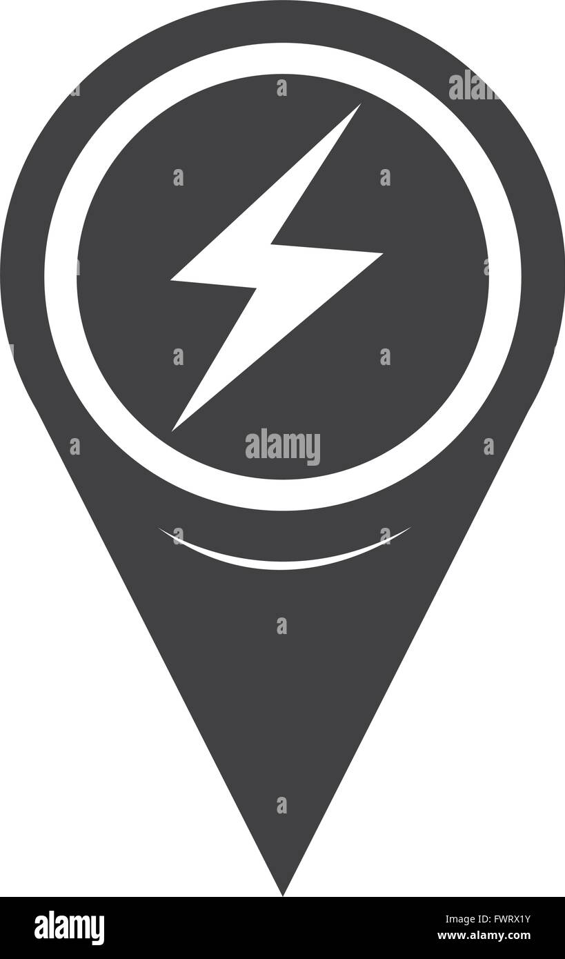 Map Pointer Lightning Icon Stock Vector Image & Art - Alamy