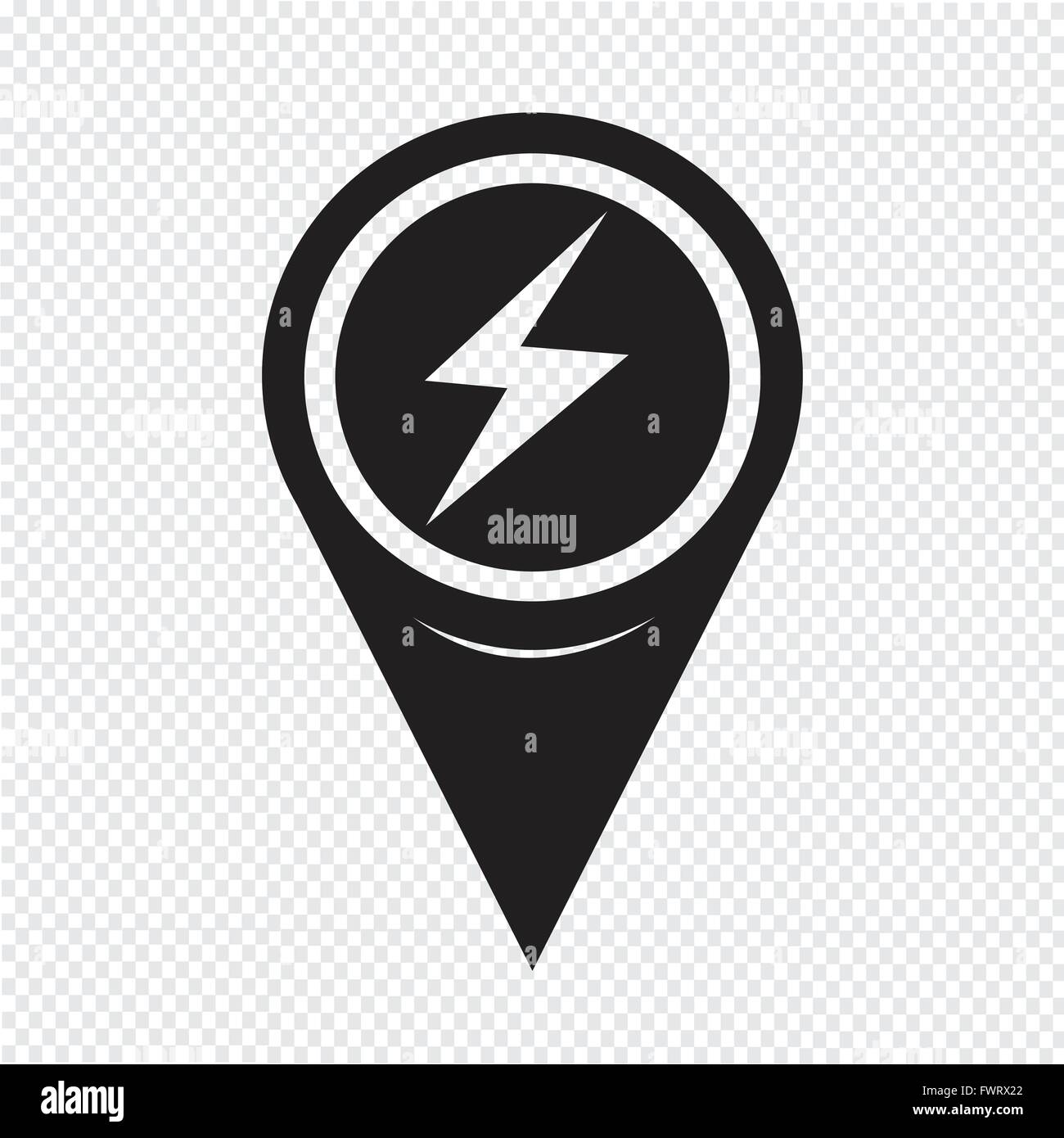 Map Pointer Lightning Icon Stock Vector Image & Art - Alamy