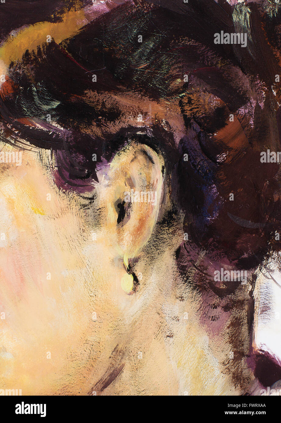art colorful painting girl ear and paper background Stock Photo - Alamy