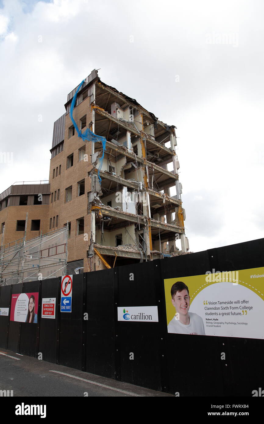 A view of the demolition of the Tameside Administrative Centre building ...