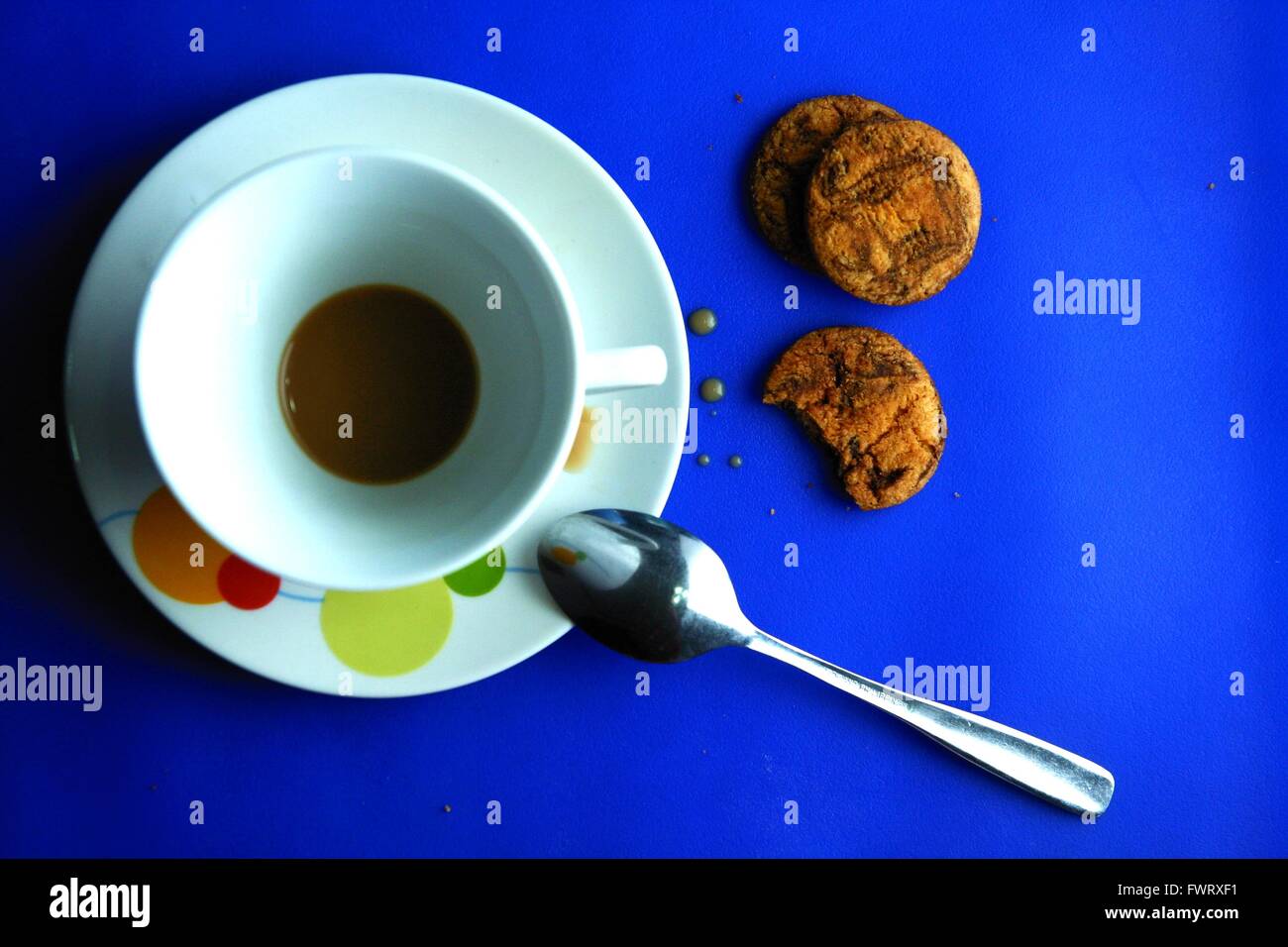 Finished Coffee in a ceramic cup and cookies Stock Photo - Alamy
