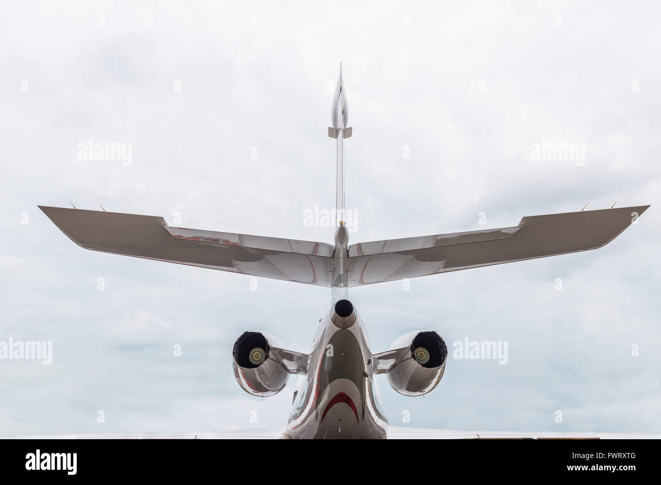 From behind Private jets partial detail on display at Singapore Airshow ...