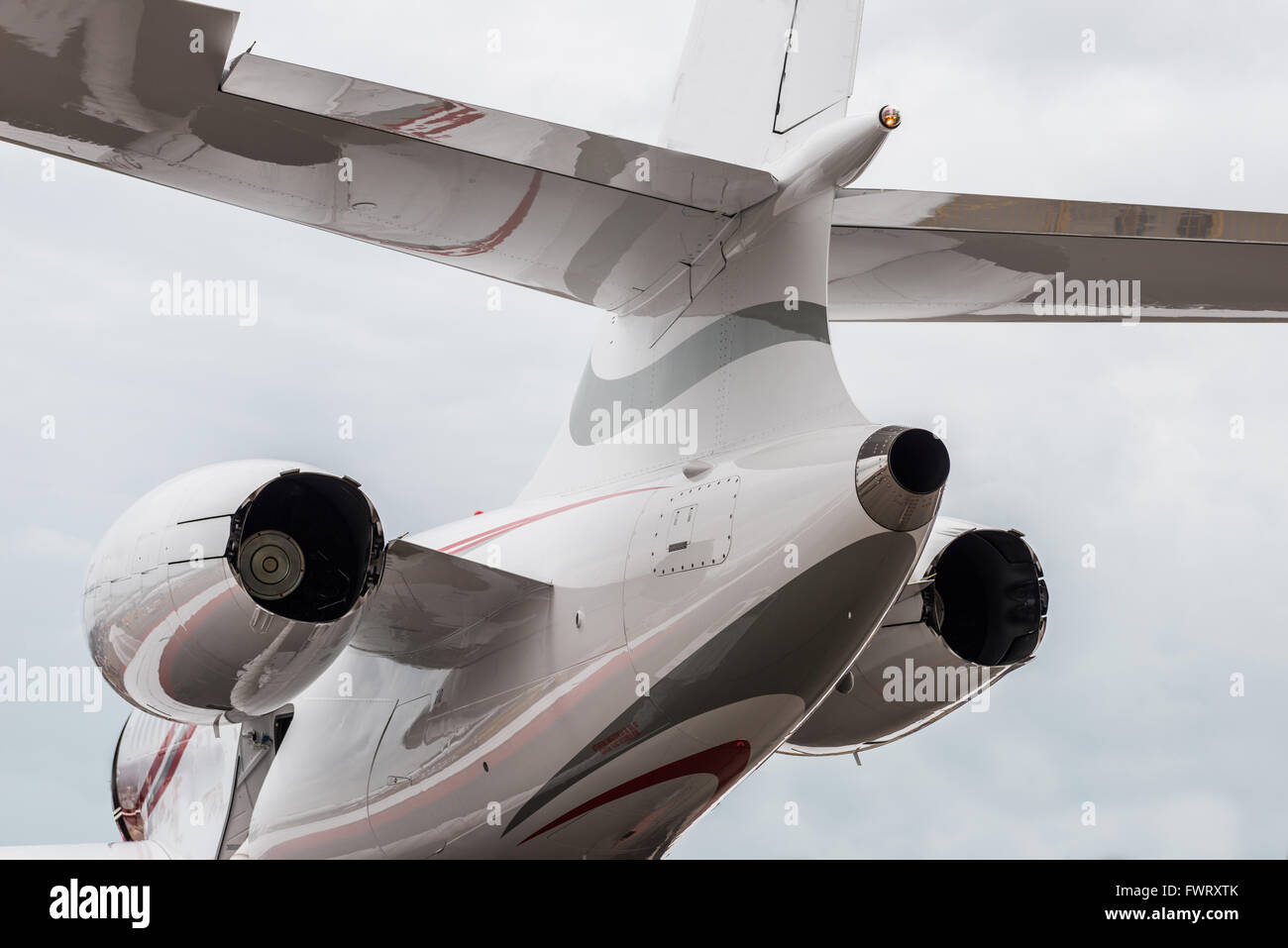 From behind Private jets partial detail on display at Singapore Airshow ...