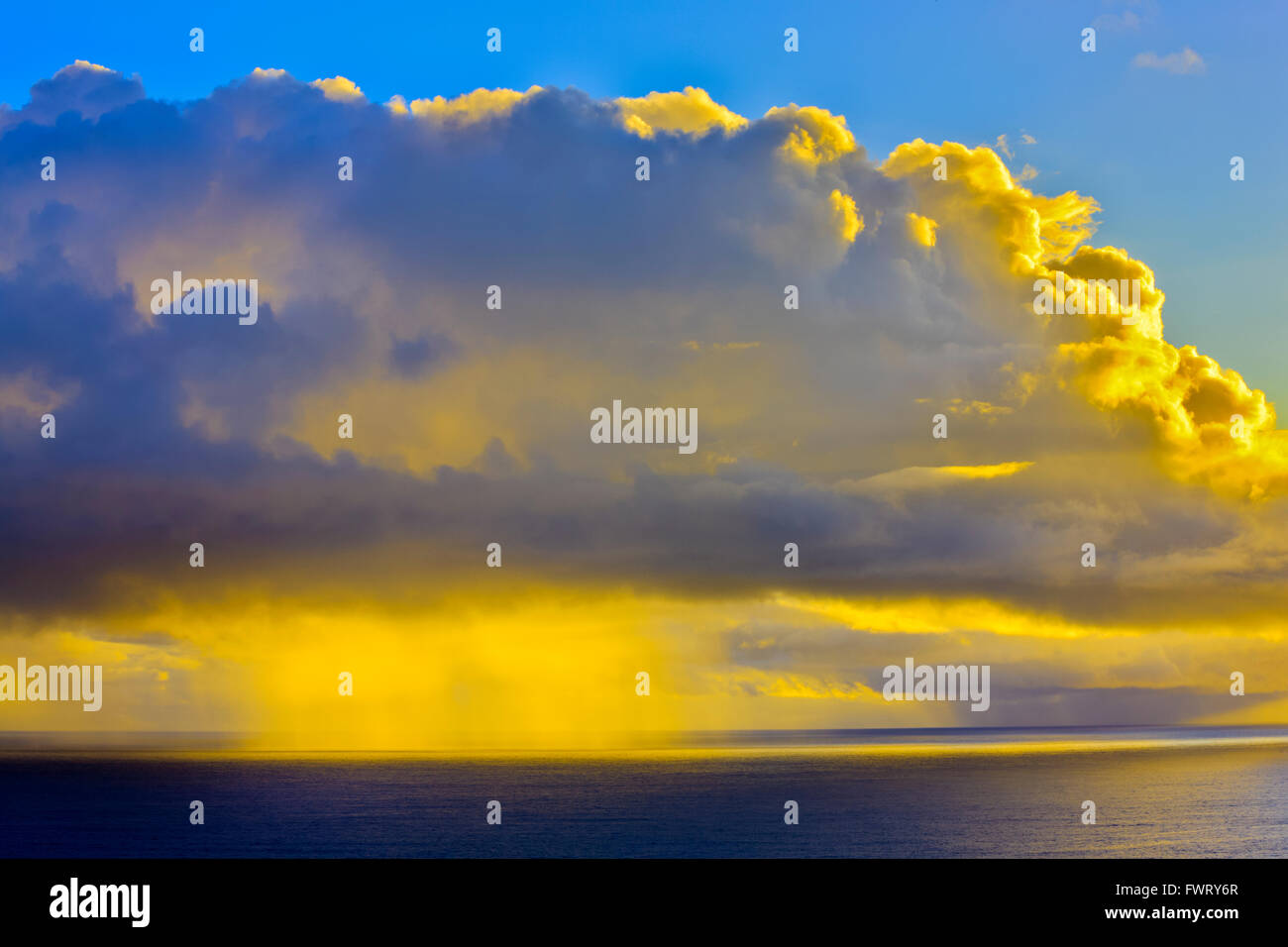 Kahakuloa Bay, Maui rain storm over the ocean Stock Photo - Alamy