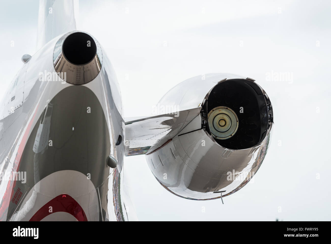 From behind Private jets partial detail on display at Singapore Airshow ...